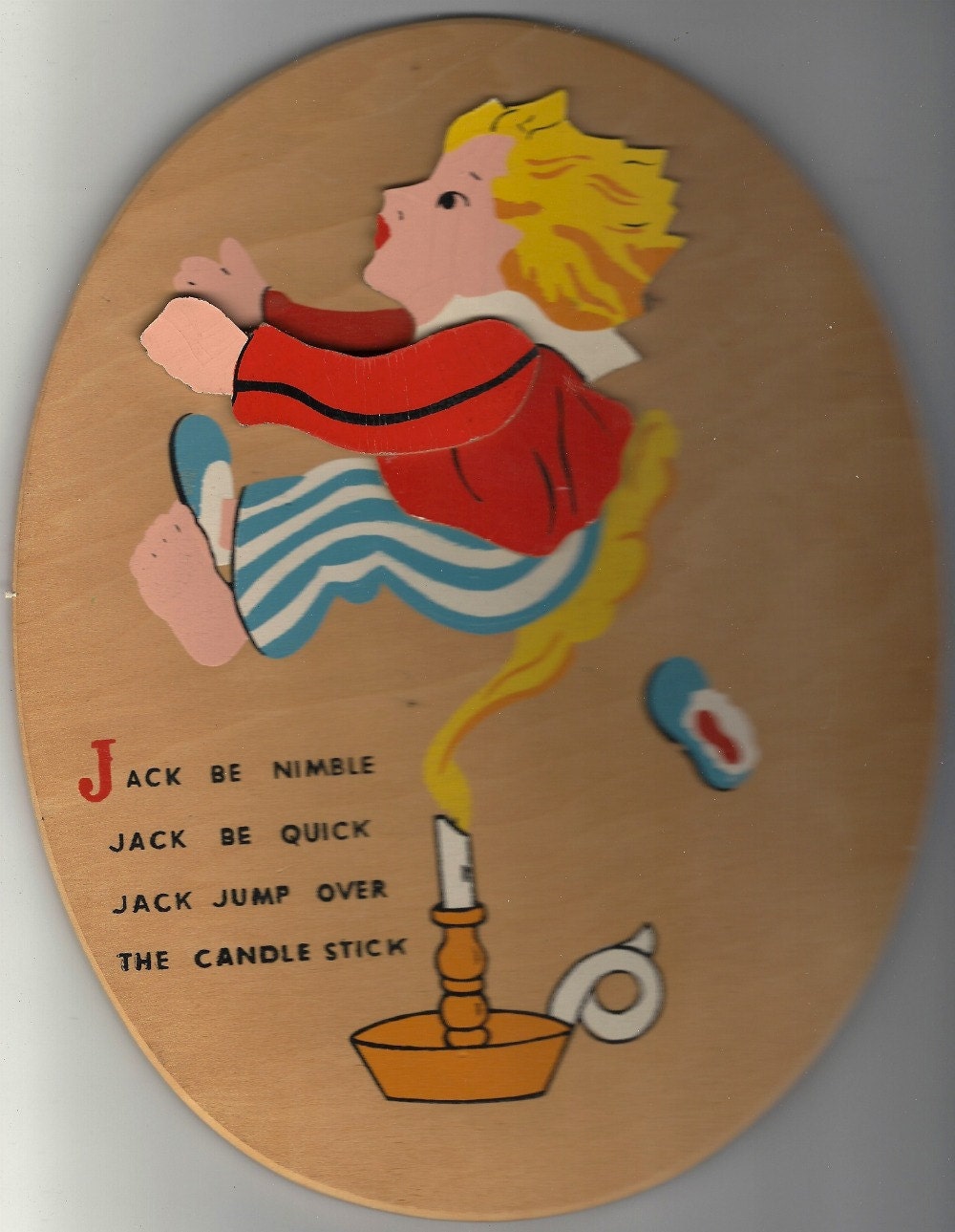Jack Be Nimble Vintage Wooden Plaque 1980s