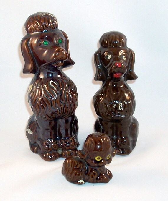 Midcentury Ceramic Poodles Figurines by BoomerBabiesUpcycles