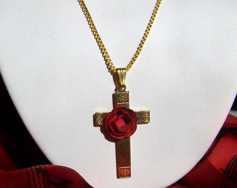 Popular items for red rose cross on Etsy