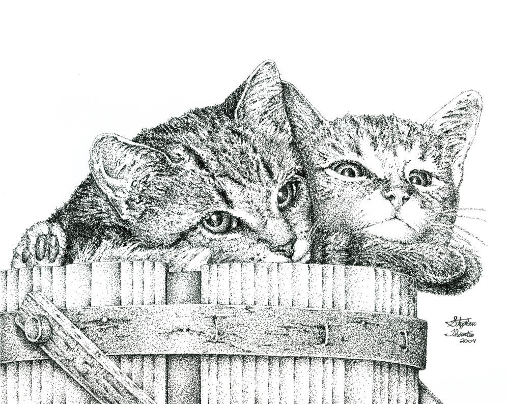Original custom Pet Portrait Pointillism Stipple Pen and
