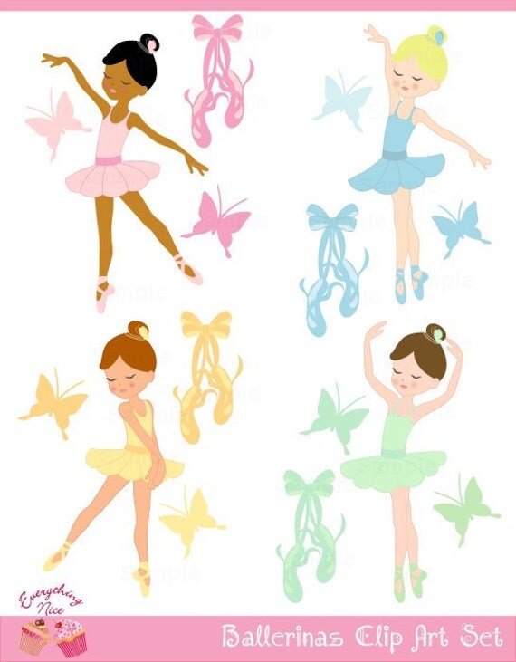 Cute Ballerinas Clip Art Set