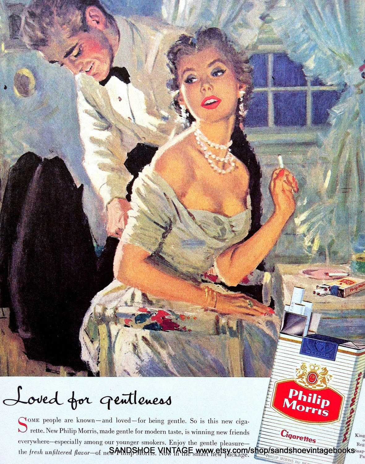 1950s PHILIP MORRIS CIGARETTE Advertisement Ideal for Framing