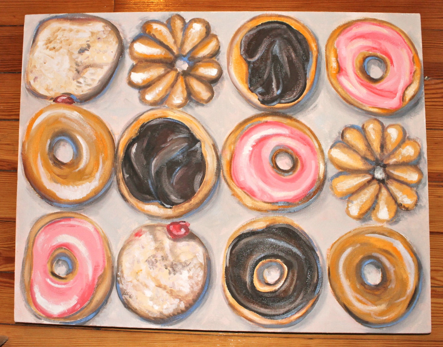 Original Donuts in a Box Oil Painting