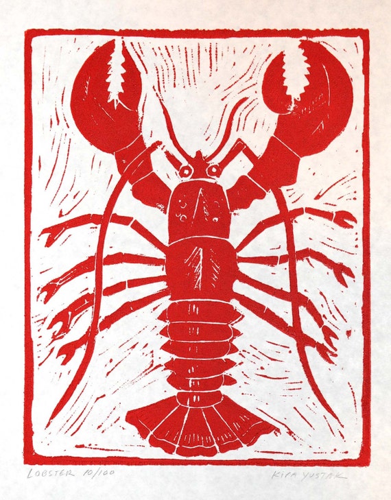 Lobster Linocut Print