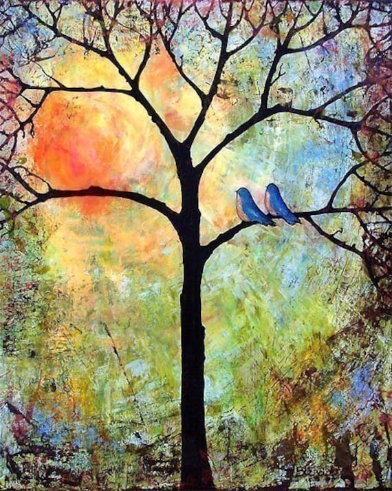 Tree of Life Bird Tree Print 8X10 Love Sunshine Art