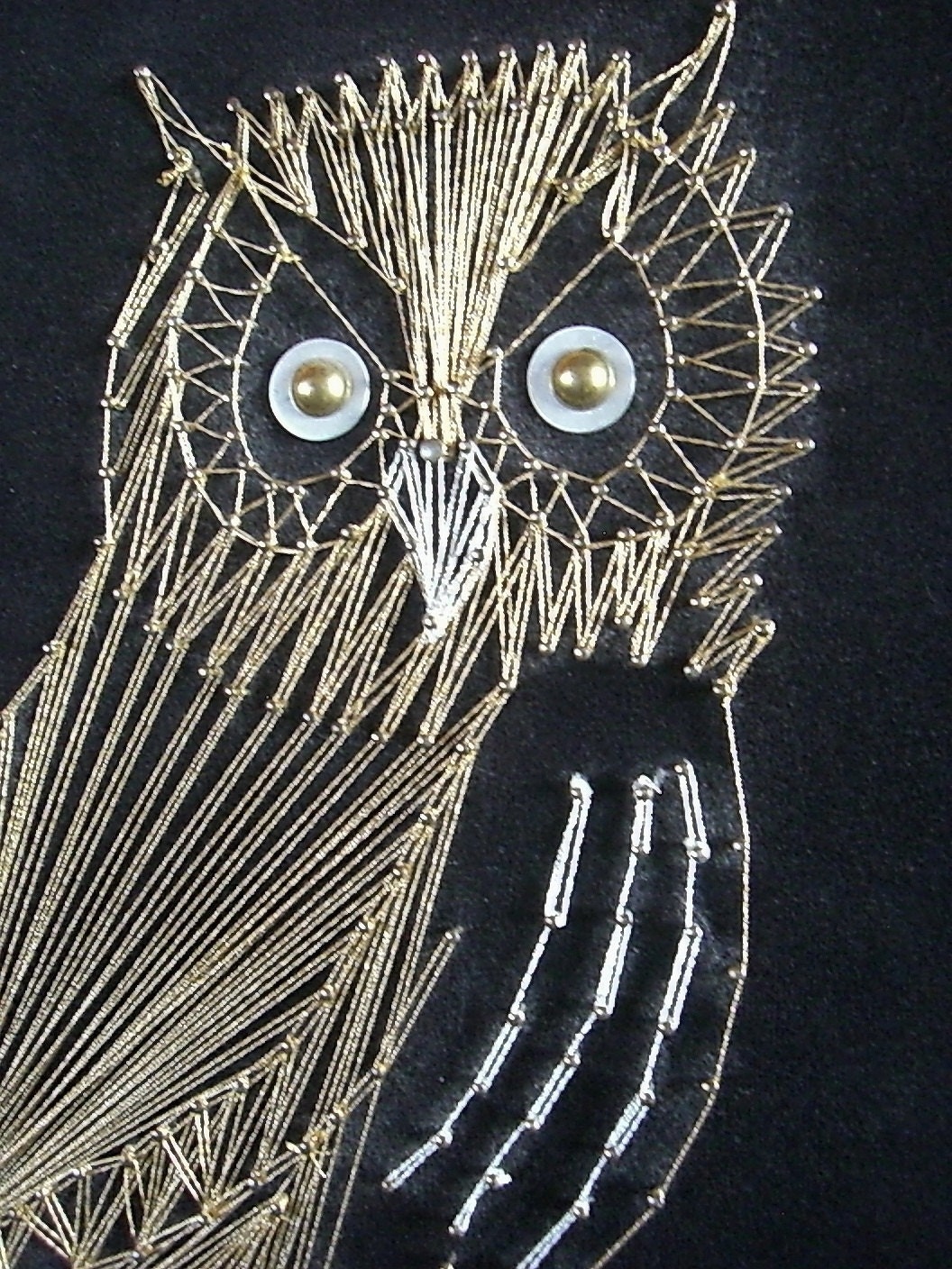 Vintage Gold and Silver Owl Wire String Art