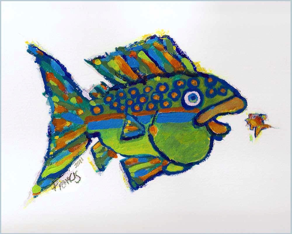 Whimsical Funky Fish Art Print Colorful Creative by FISHeFISH