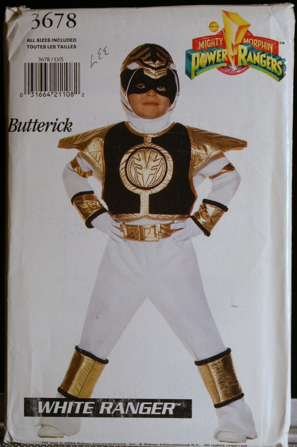 White Power Ranger Costume Pattern Boys Butterick by olivealley