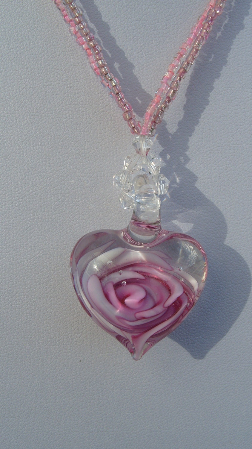 Necklace pink heart Beautiful pink necklace with heart