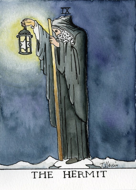 Tarot The Hermit 5x8 Print from Original Watercolor