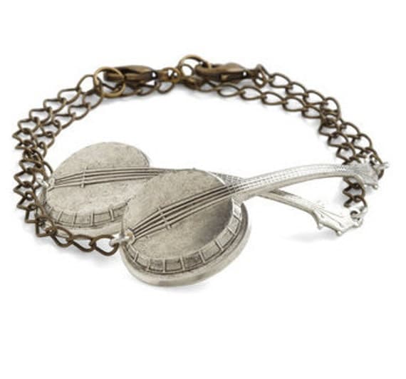 Items similar to 2 SILVER Personalized Banjo BRACELETS on Etsy