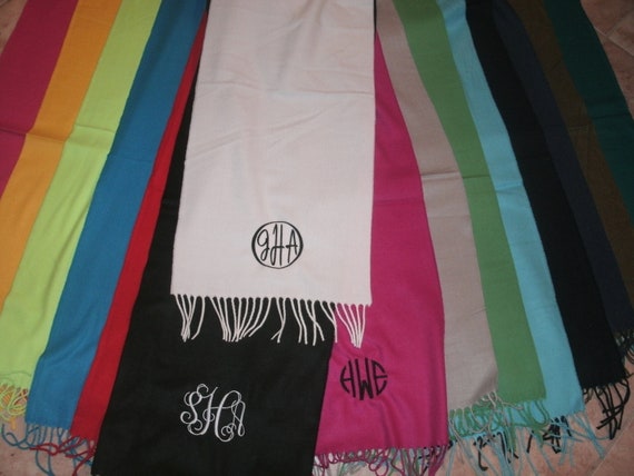 CLEARANCE Personalized Scarf Fall Winter Monogrammed Cashmere