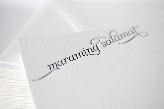 maraming salamat letterpress thank you cards in tagalog