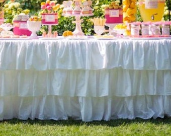 Burlap Ruffled Tablecloth by PaulaAndErika on Etsy