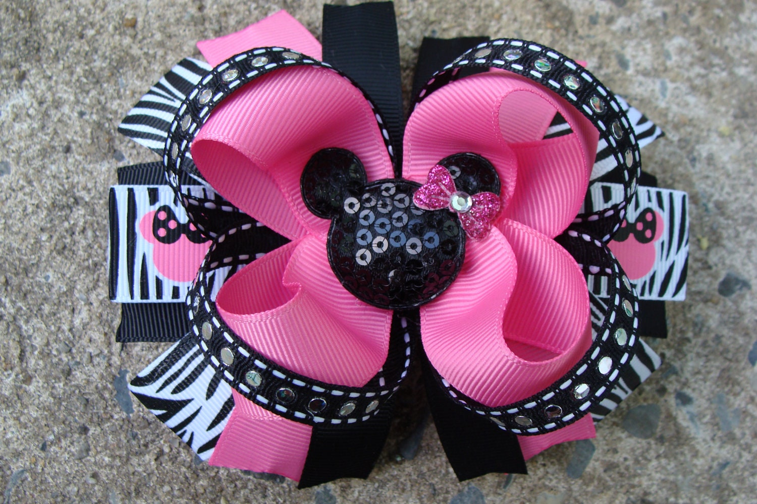 Large Minnie Mouse Hair Bow Boutique Hair Bow Disney Hair Bow