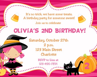 Halloween Witch Costume Party Birthday Invitation