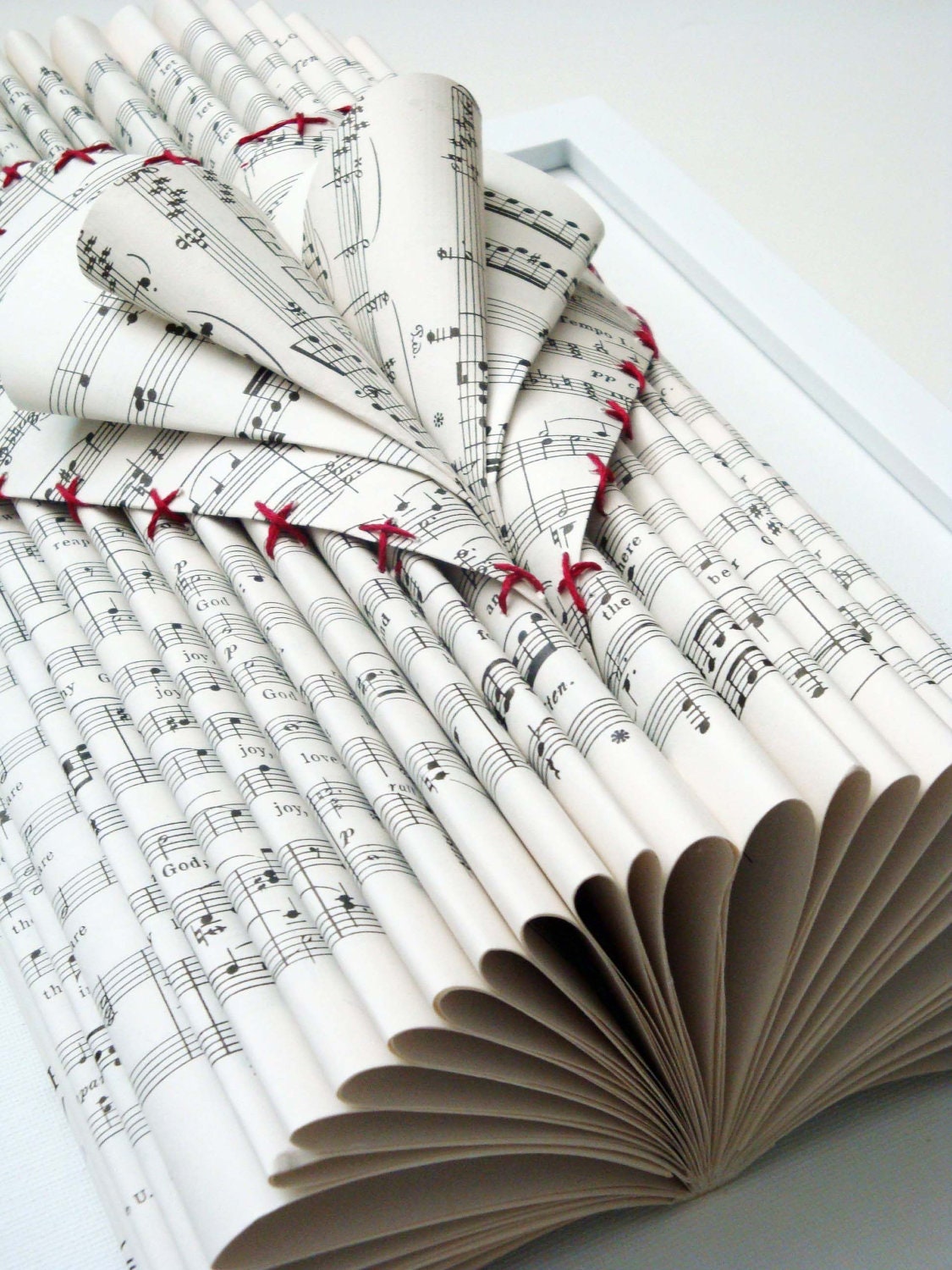 Music Sheet Art Embroidered Book Sculpture