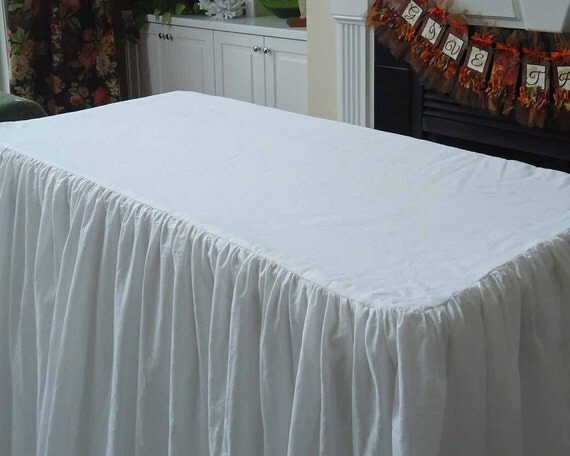 Custom Gathered Natural Muslin Tablecloth Understated