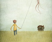 Items similar to Kite runner - Illustration print - Largest size (A3 ...