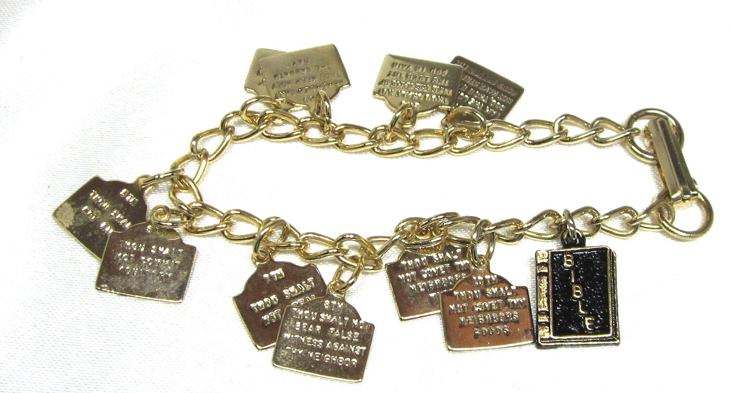 Vintage 10 Commandments Bible Bracelet Child's Charm
