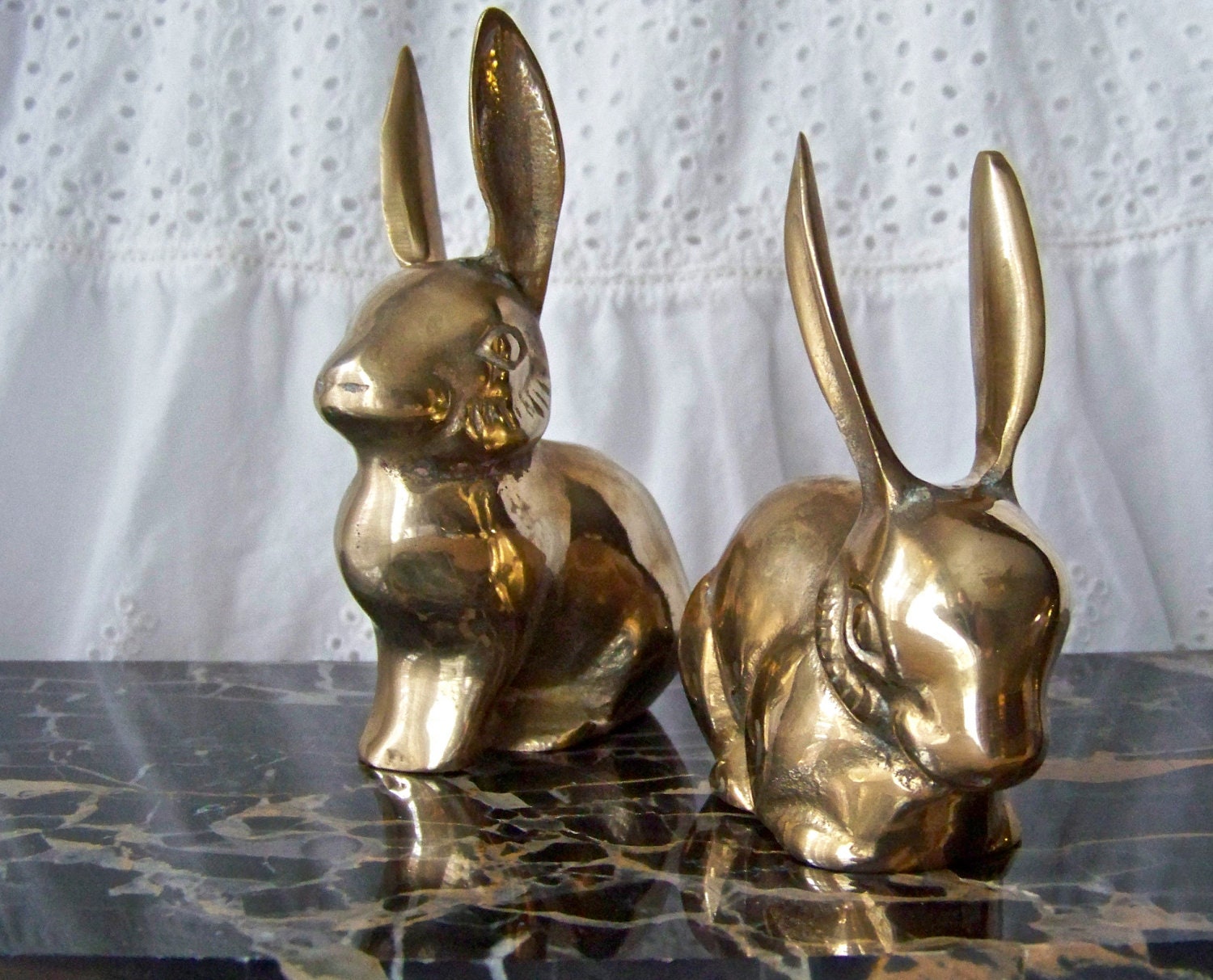 Vintage Brass Rabbits by CynthiasAttic on Etsy