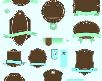 Ribbon Banner set clip art for digital scrapbooking labels