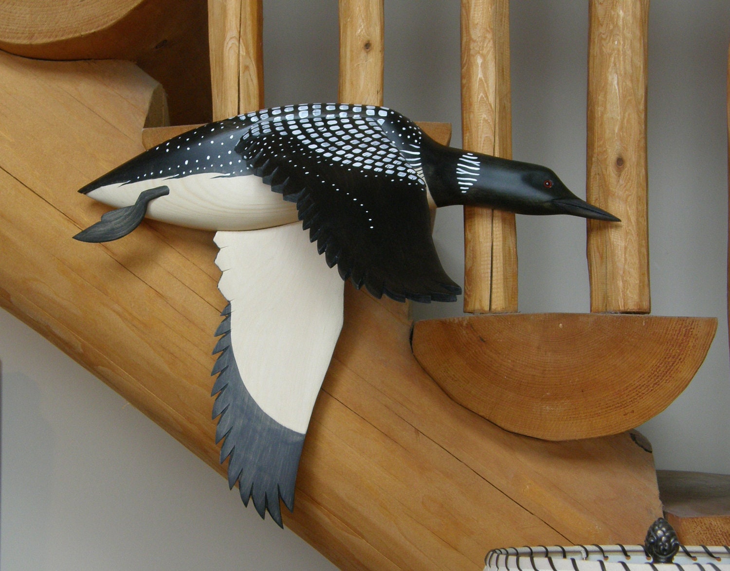 Hand carved Wallmount Common Loon decoy woodcarving