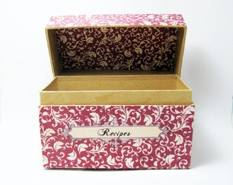 Red Ornate Recipe Box for 4 x 6 Recipe Cards - Personalized Handmade ...