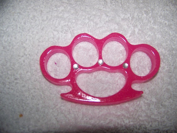 Items similar to Hot Pink Glitter Resin "Brass Knuckles" With Swarvoski ...