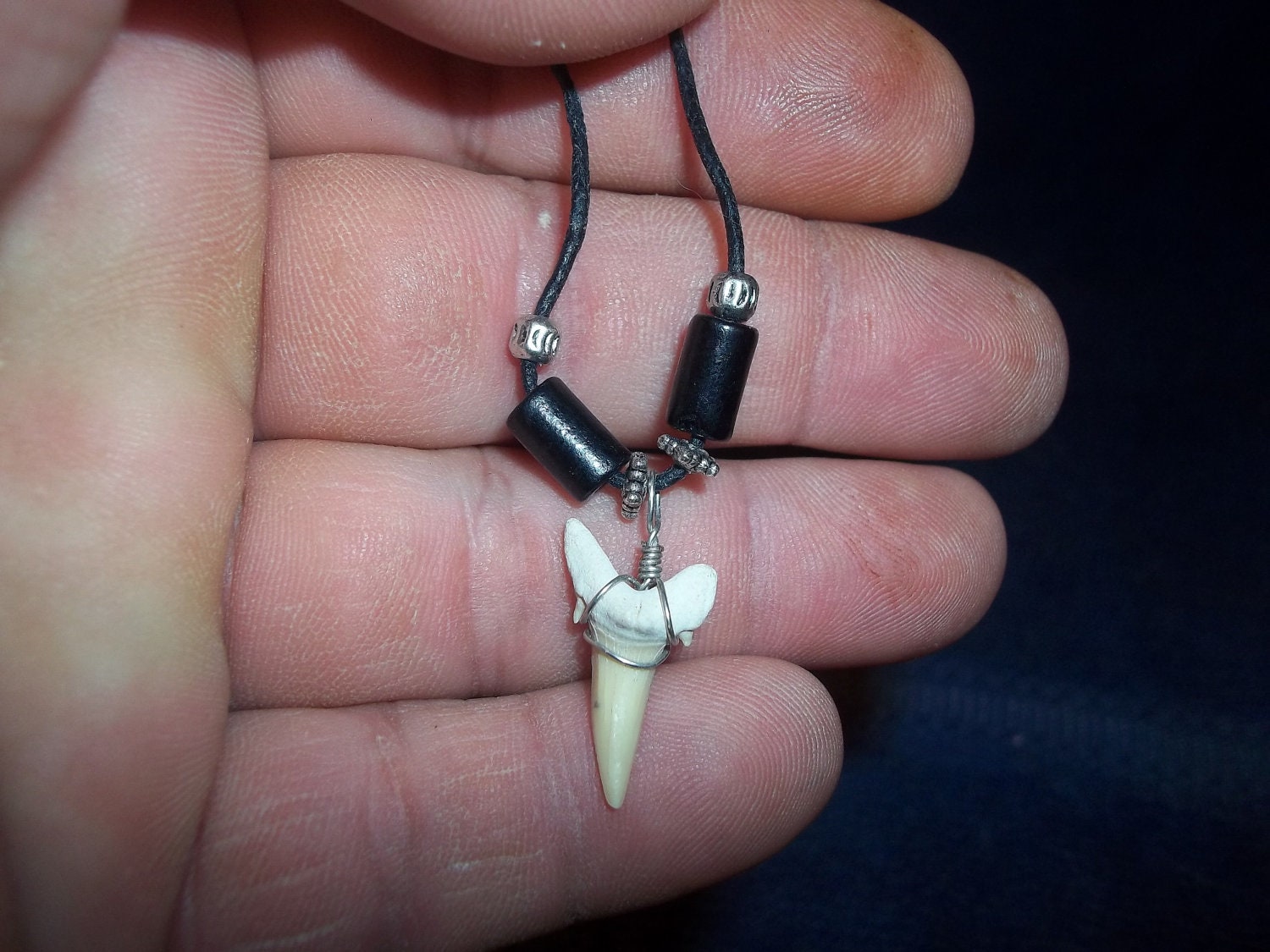 Real wire wrapped shark tooth animal fish part jewelry