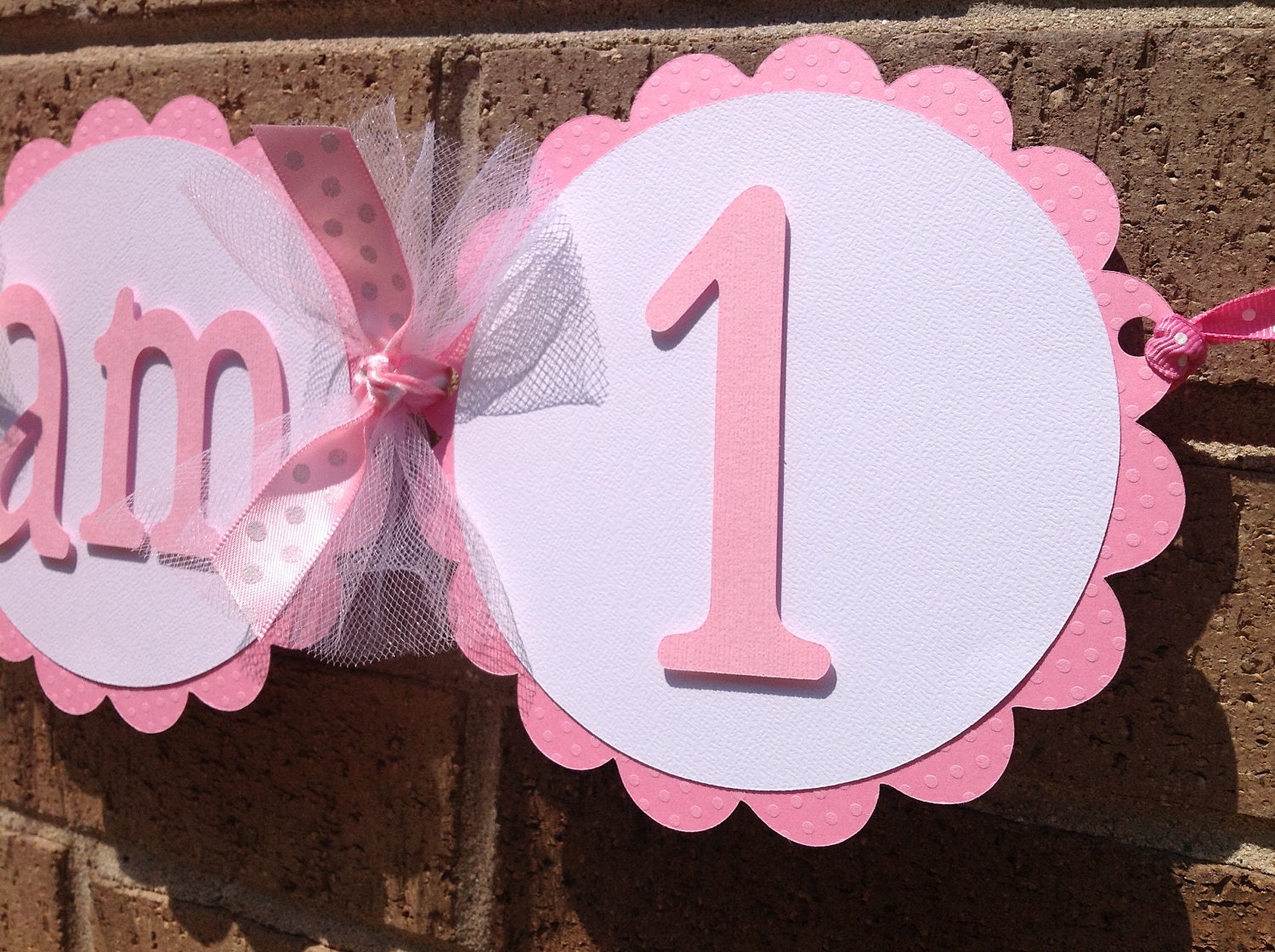 I Am 1 High Chair Banner Party Banner 1st Birthday Pink and