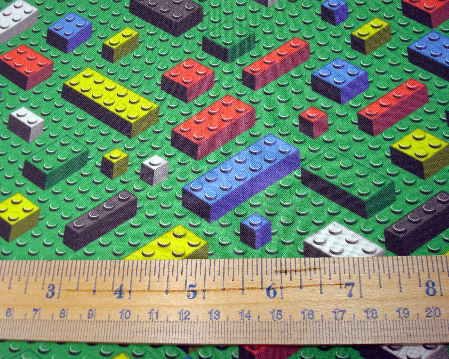 Bricks Fabric Yard lego inspired quilting cotton green