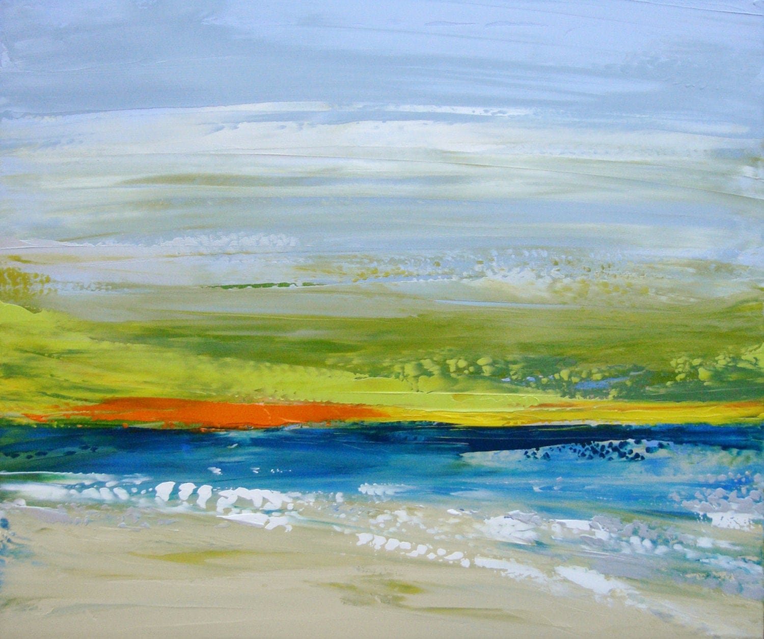 Abstract Seascape acrylic painting on by SallyKellyPaintings