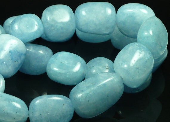 Light Blue Malaysia Jade Tumbled Nugget Gemstone Beads 10pcs