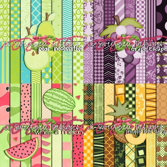Fruit Salad Digital Scrapbooking Paper Superpack