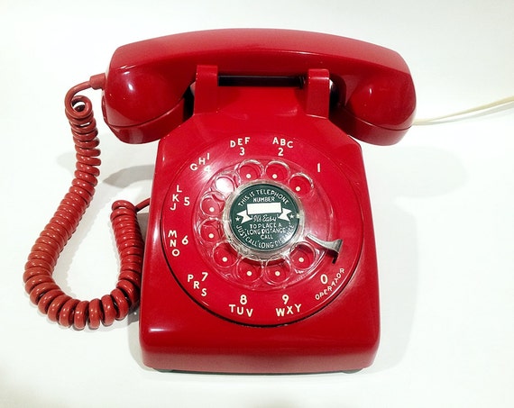 WORKING Red Rotary Phone Telephone by TheRotaryShoppe on Etsy