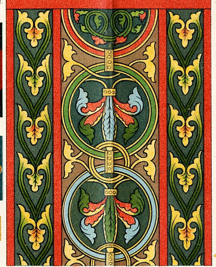 Medieval design print historic design elements medieval art