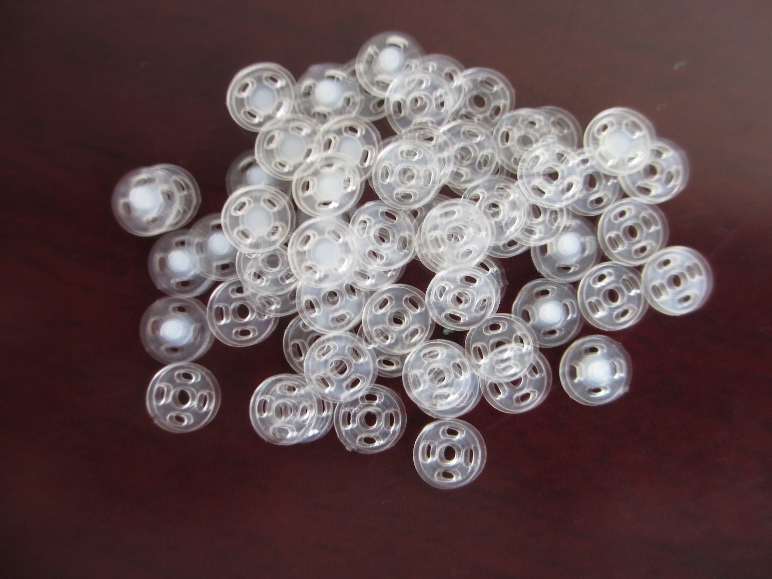 36 Sets 6mm Small Clear Plastic Round Snap Fasteners Press