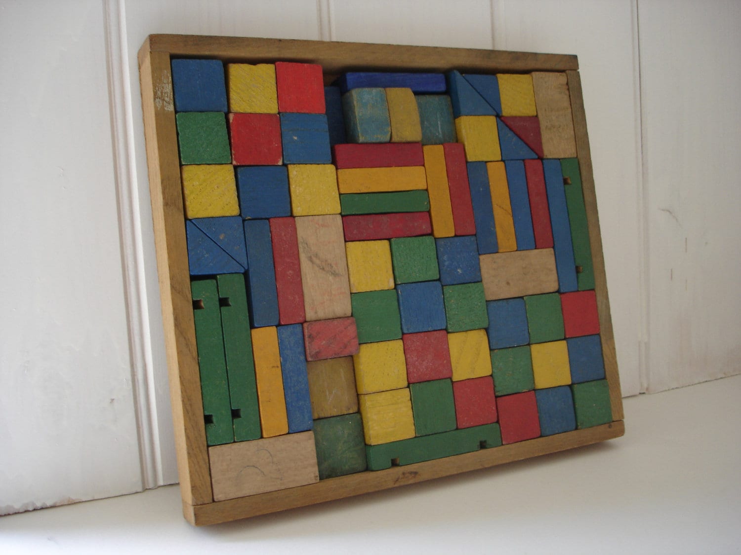 Vintage Wooden Toy Building Blocks Wooden by HedgerowHome on Etsy