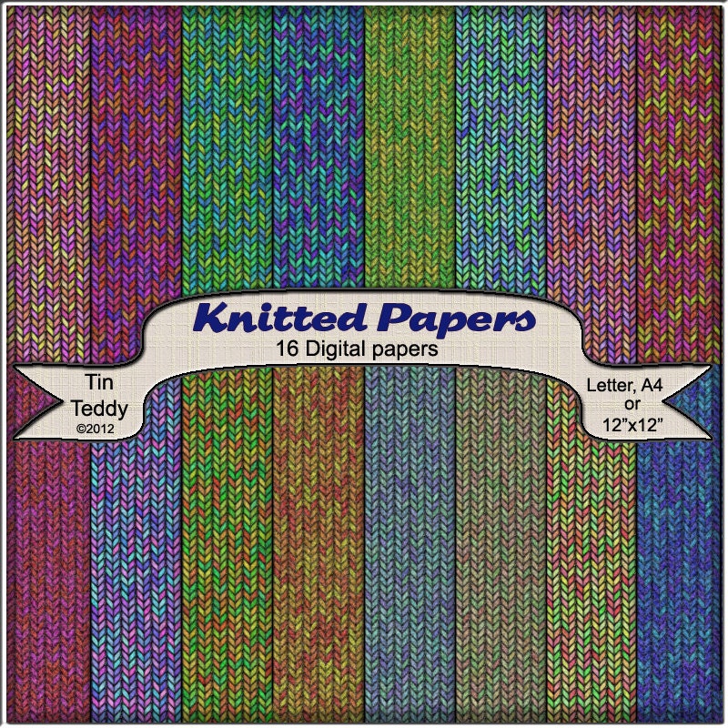 Knitted Digital Paper 16 Knit Effect Printable Backgrounds for