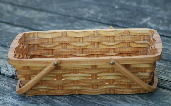 Bread basket wood rectangular serving with by BasketsByDebi