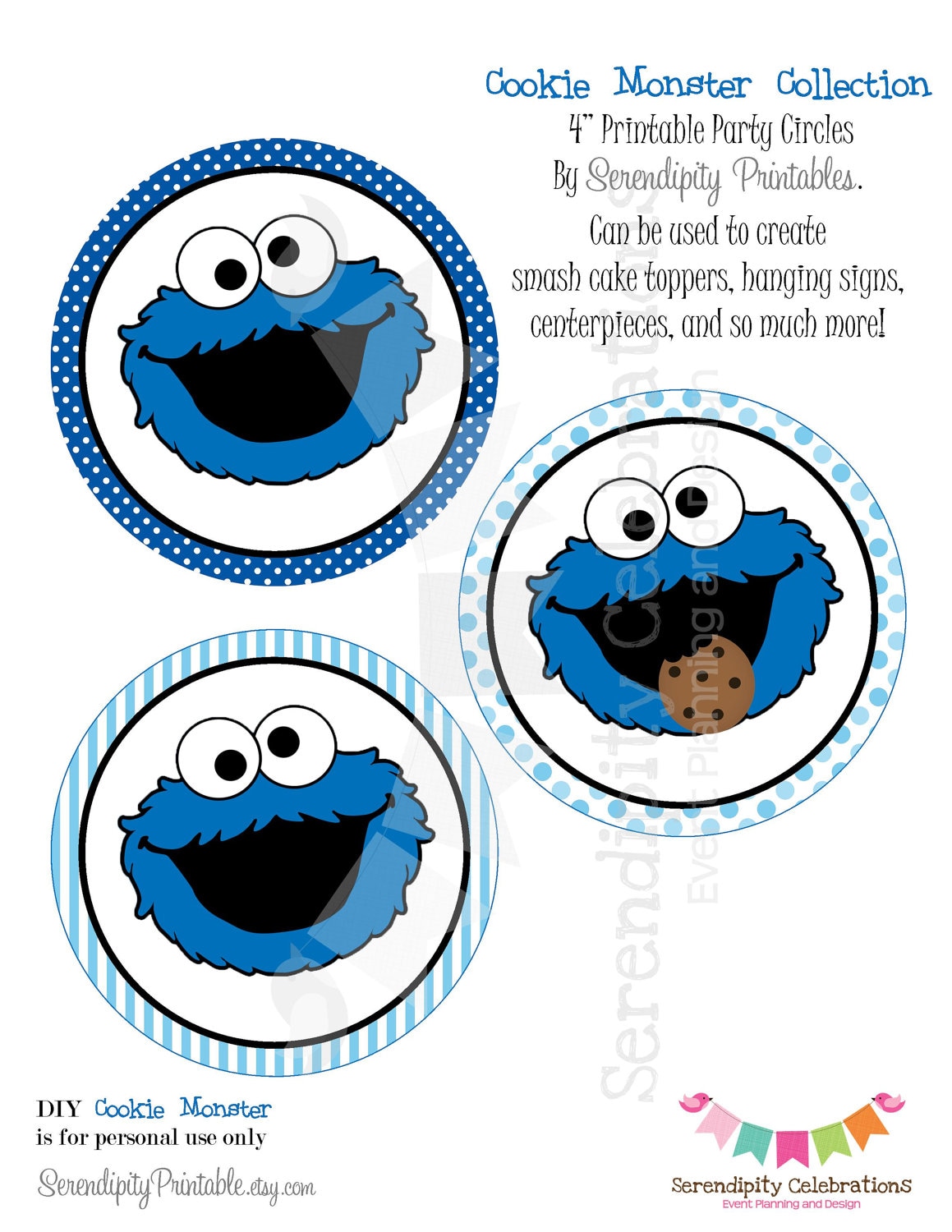 Cookie Monster Inspired Collection: Printable 4 Party