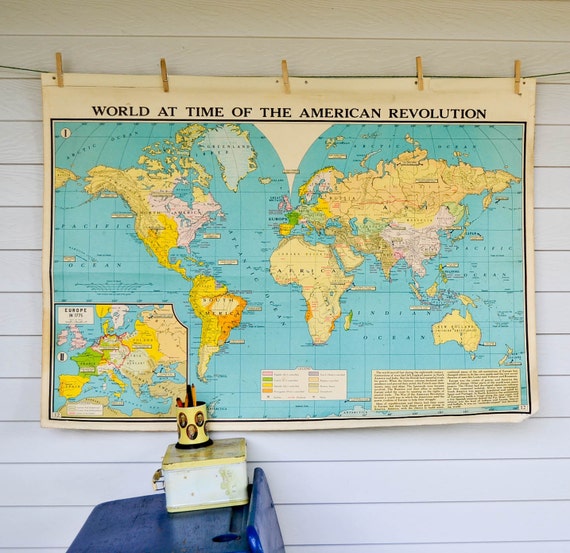 Vintage School Map United States History by PeachParlorVintage