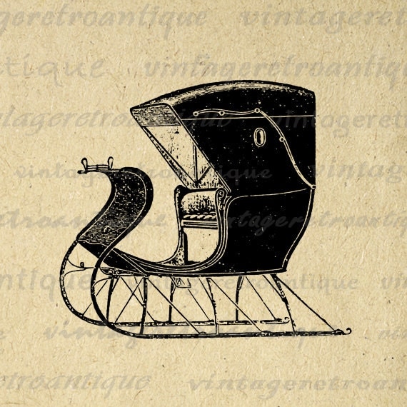 Printable Sled Digital Image Sleigh by VintageRetroAntique on Etsy