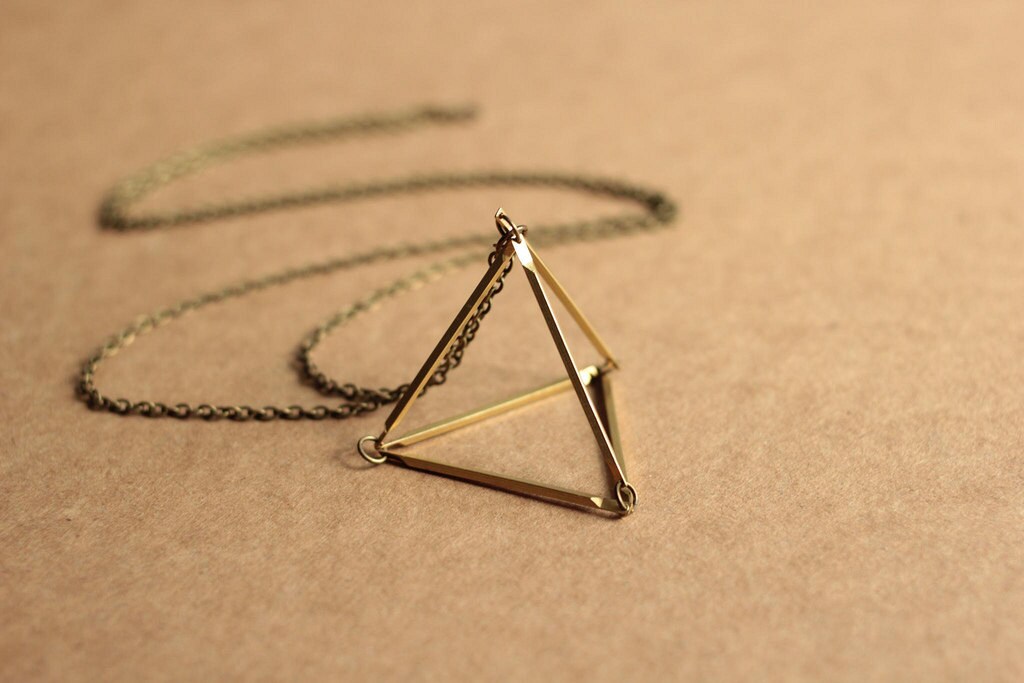 Triangle necklace 3D design geometric minimal by acommonthread