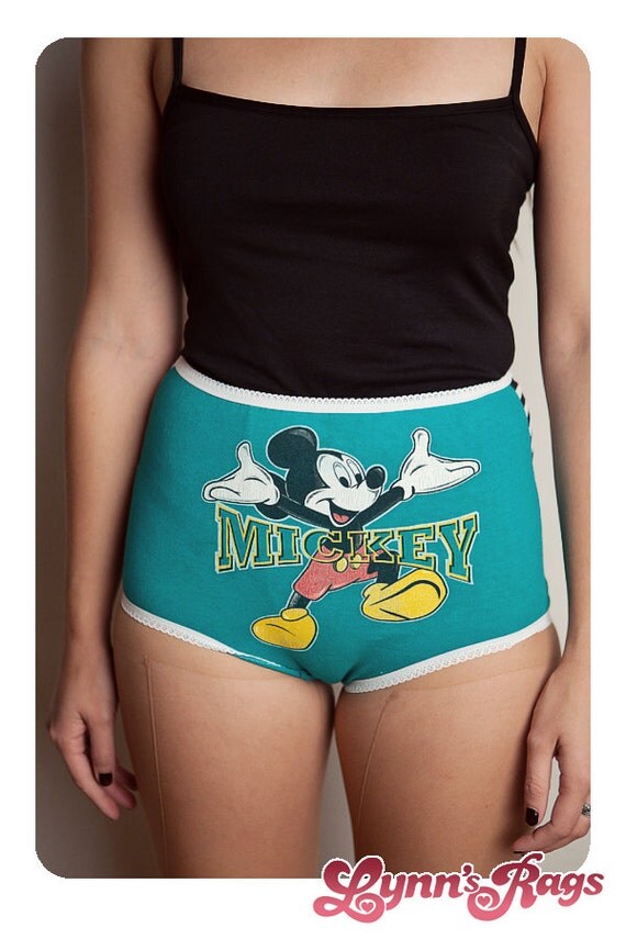 Mickey Mouse Disney Underwear Handmade Diy High Waisted Stripe