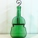 Green Glass Fiddle Violin Bottle with Wall Hangar