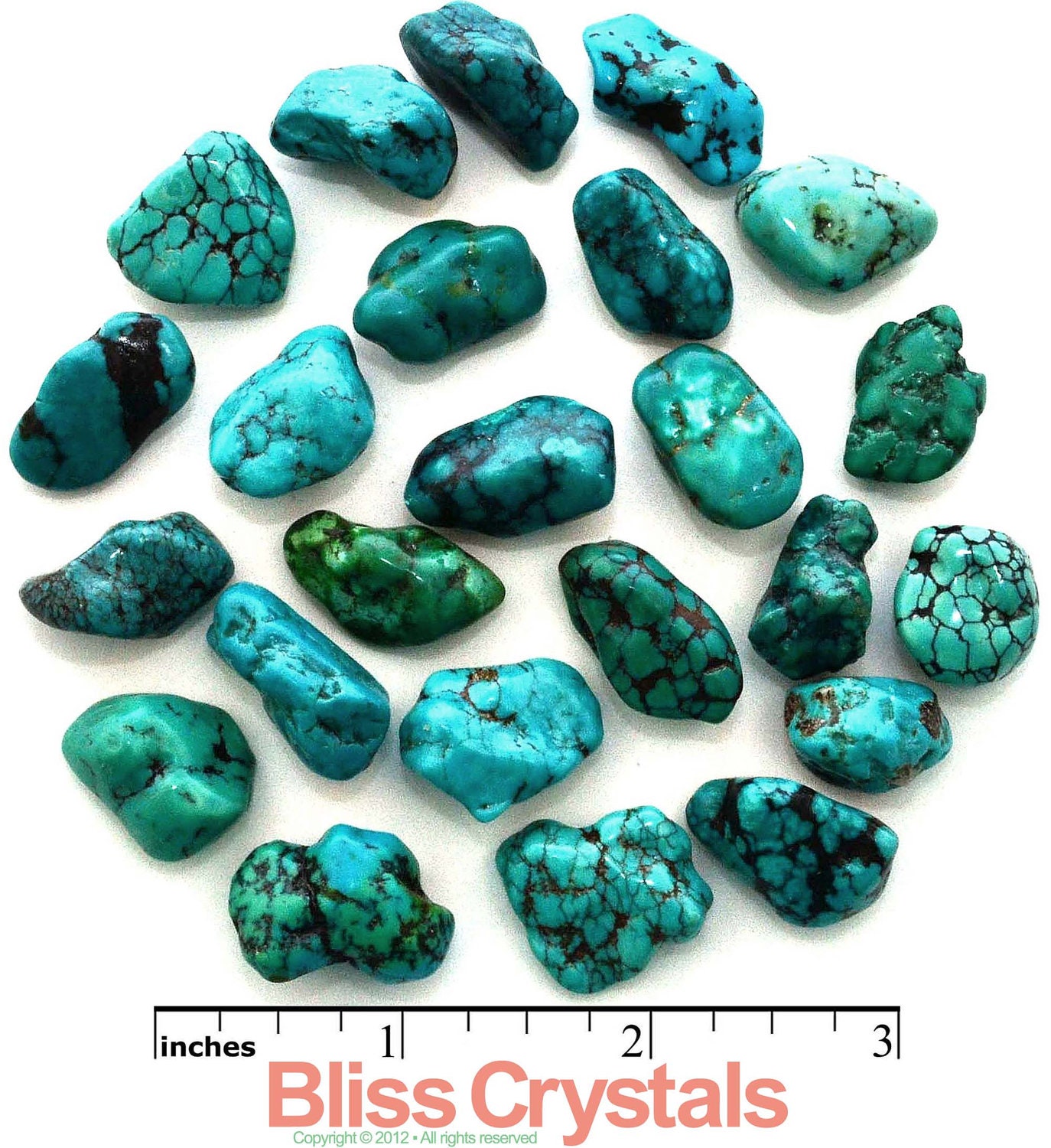 2 Small Natural TURQUOISE Tumbled Stone Healing by BlissCrystals