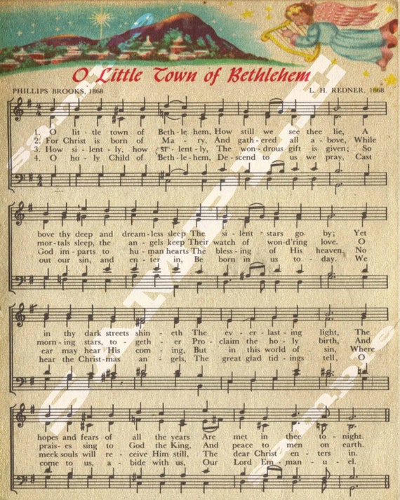 Items similar to O Little Town of Bethlehem Christmas Holiday Art ...