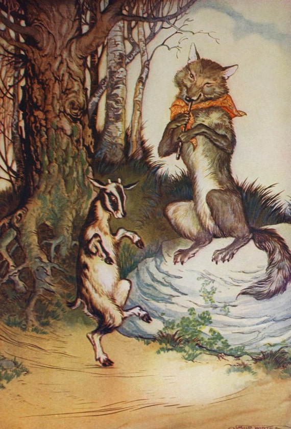 Vintage Aesop's Fables 1919 Childrens Illustration The